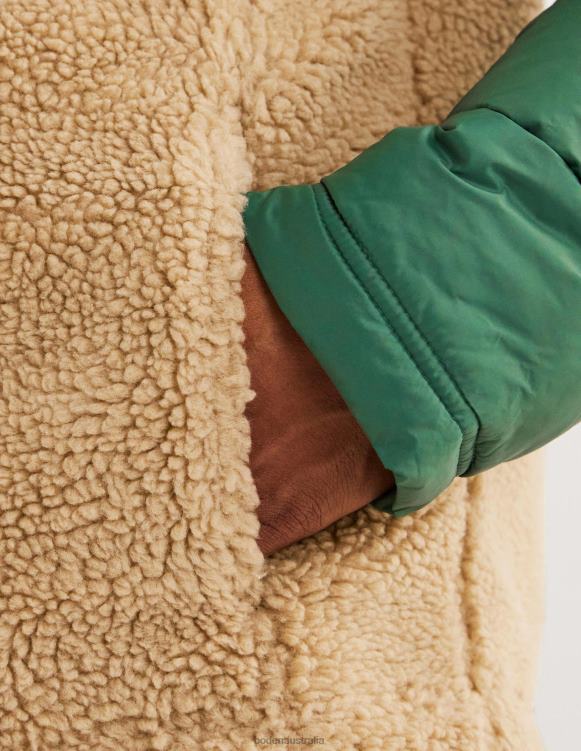 Sherpa Button Through Jacket Boden 24RTX3581 Clothing Men Hunter Green ...